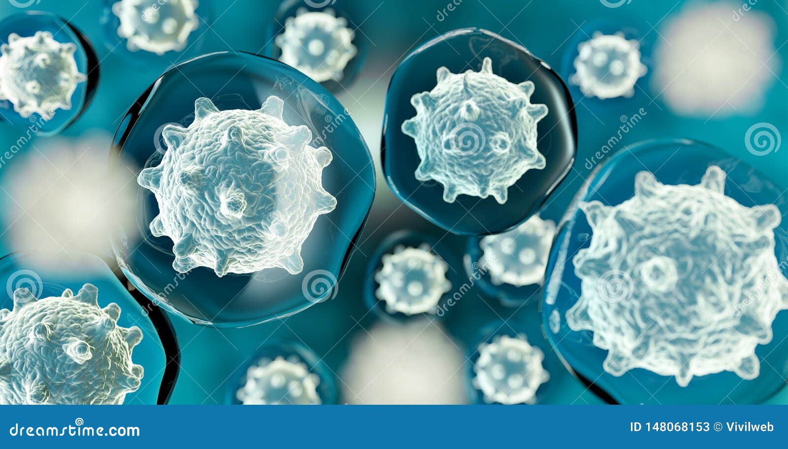Pathogen Micro Organisms in Blue Background Stock Illustration ...