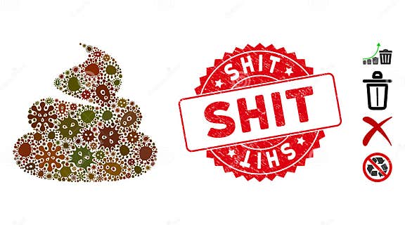 Fever Collage Shit Icon with Textured Round Shit Seal Stock Vector ...