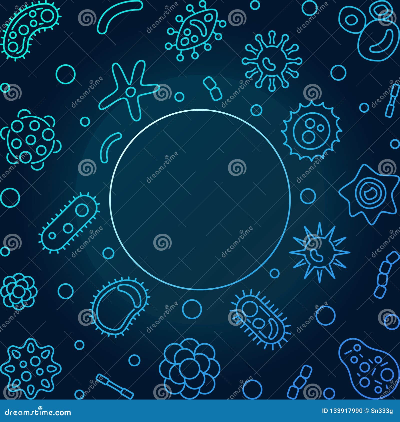 Pathogen Square Blue Frame. Vector Illustration in Line Style Stock ...