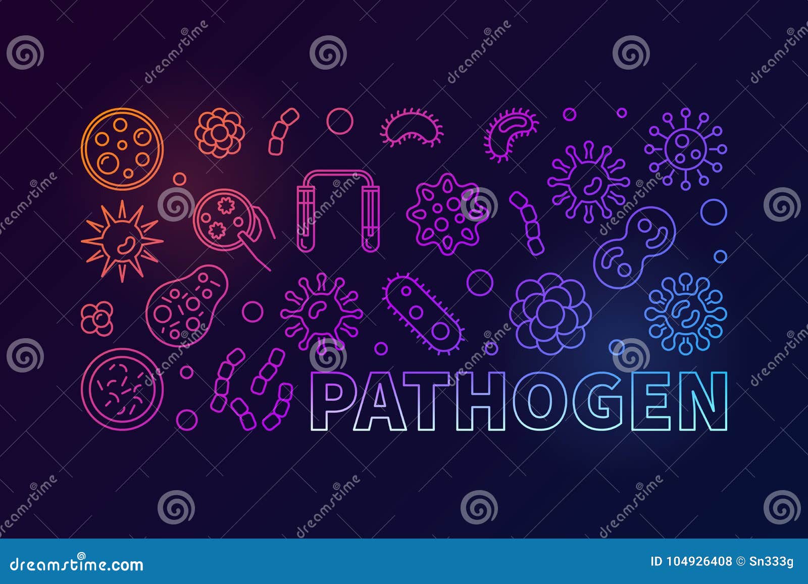 Pathogen Vector Colored Creative Horizontal Illustration or Bann Stock ...