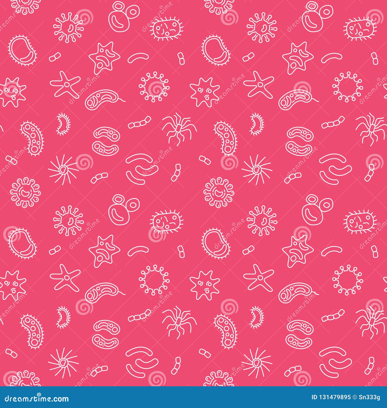 Pathogen Vector Red Seamless Pattern in Thin Line Style Stock Vector ...
