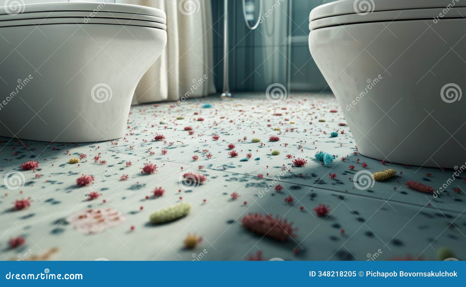 Pathogenic Microbes and Germs on Bathroom Floor Surface Stock ...