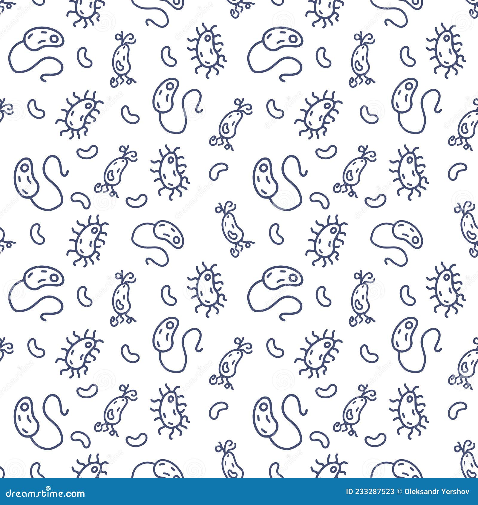 Pathogenic Microorganisms Line Vector Doodle Simple Seamless Pattern ...