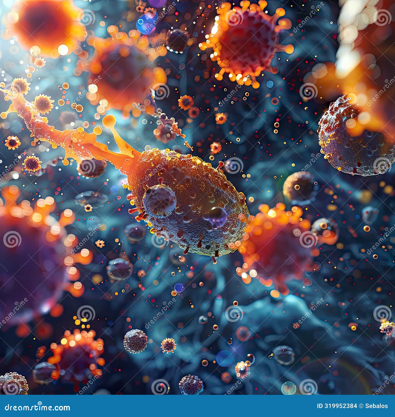 Pathogens Invading Human Cells. Close Up View Stock Illustration ...