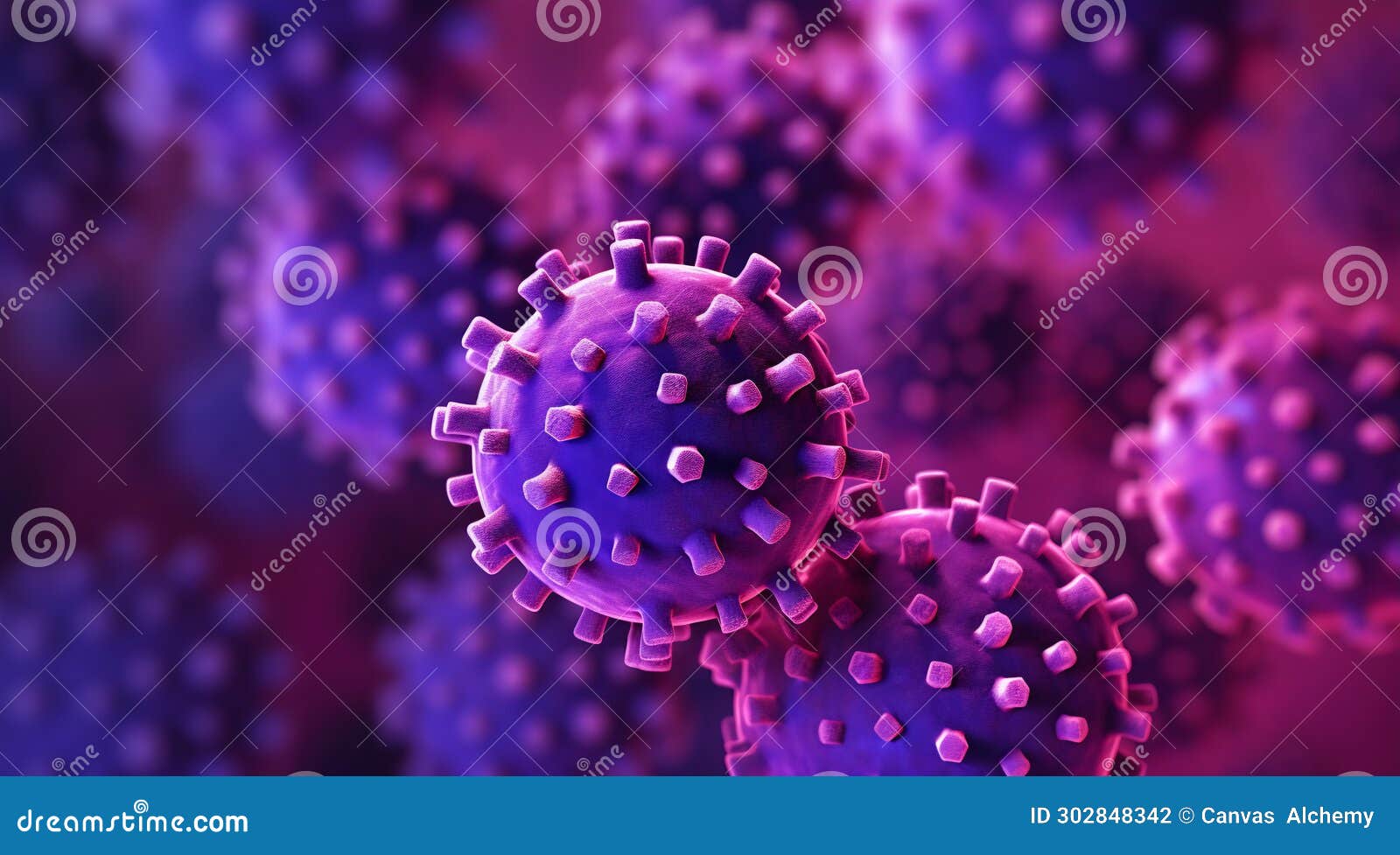 Pathogens in Purple: a 3D Microscopic Perspective Stock Illustration ...