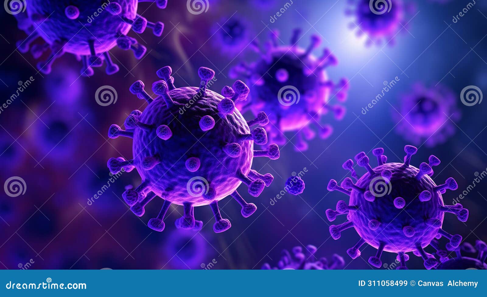 Pathogens in Purple: a 3D Microscopic Perspective Stock Image - Image ...