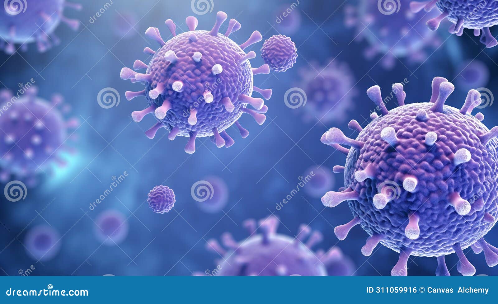 Pathogens in Purple: a 3D Microscopic Perspective Stock Photo - Image ...