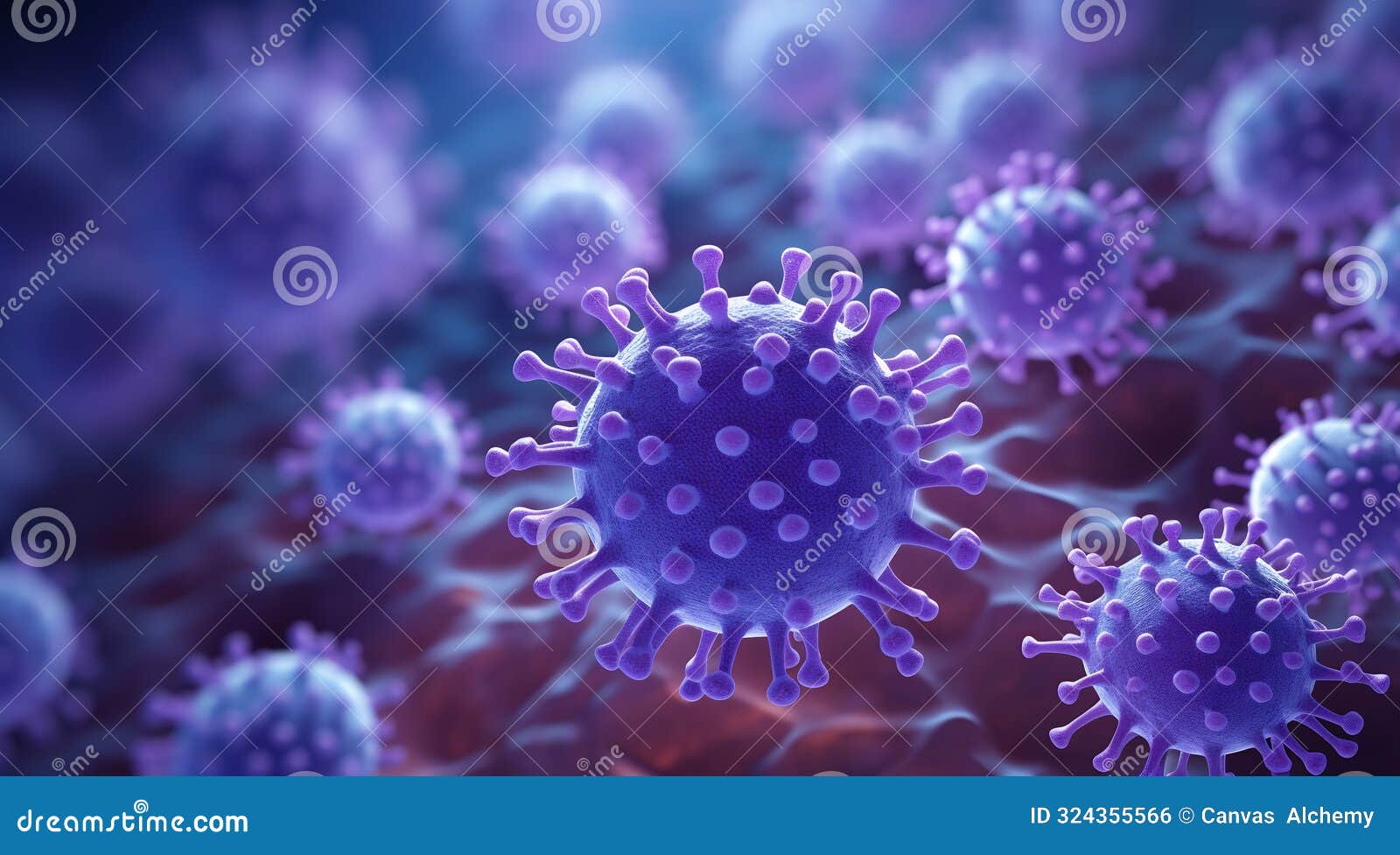 Pathogens in Purple: a 3D Microscopic Perspective Stock Photo - Image ...