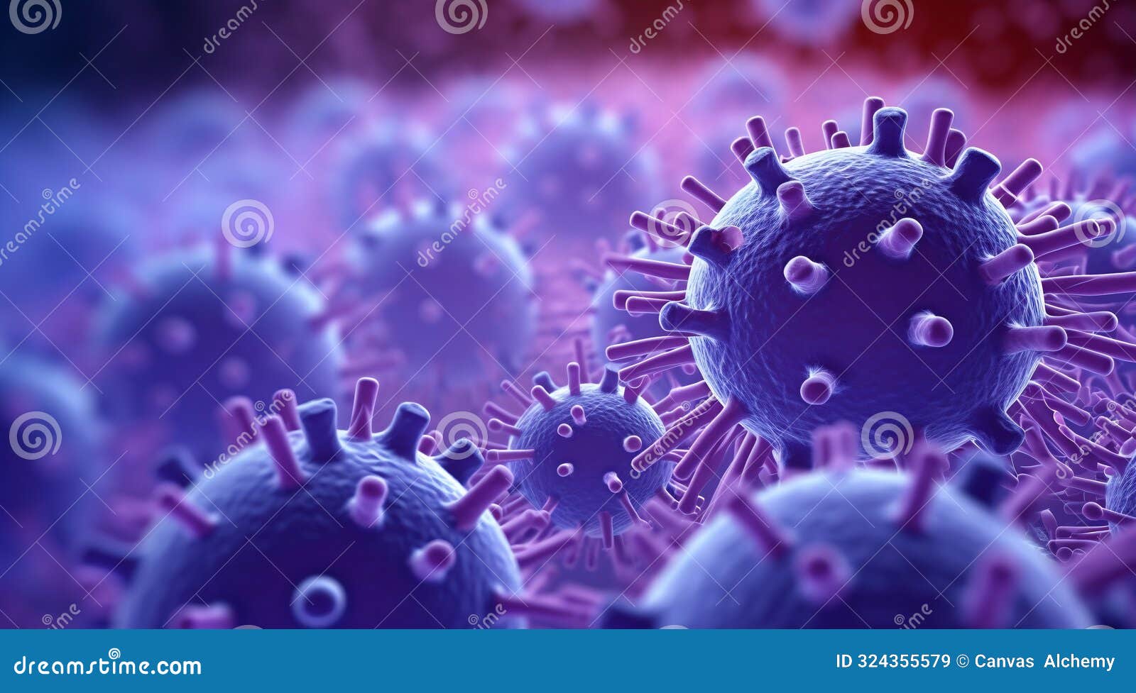 Pathogens in Purple: a 3D Microscopic Perspective Stock Image - Image ...