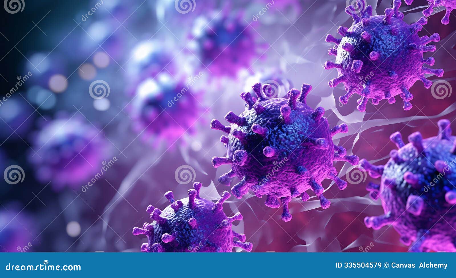 Pathogens in Purple: a 3D Microscopic Perspective Stock Image - Image ...
