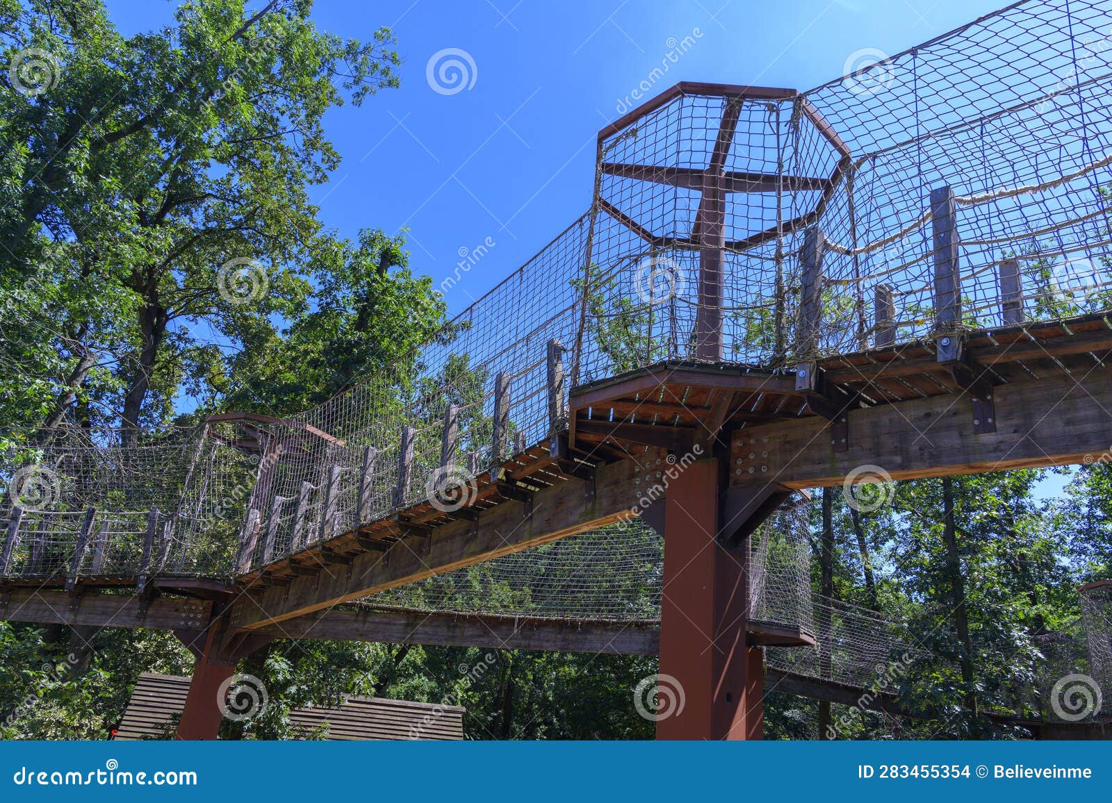 Fenced Viewpoint With A Wooden House On The Bench Around The Tree ...