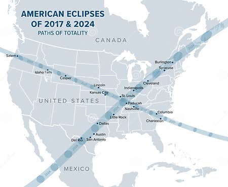 Great American Eclipses of 2017 and 2024, Paths of Totality, Political ...