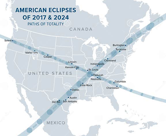 Great American Eclipses of 2017 and 2024, Paths of Totality, Political ...