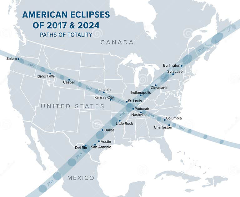 Great American Eclipses of 2017 and 2024, Paths of Totality, Political ...