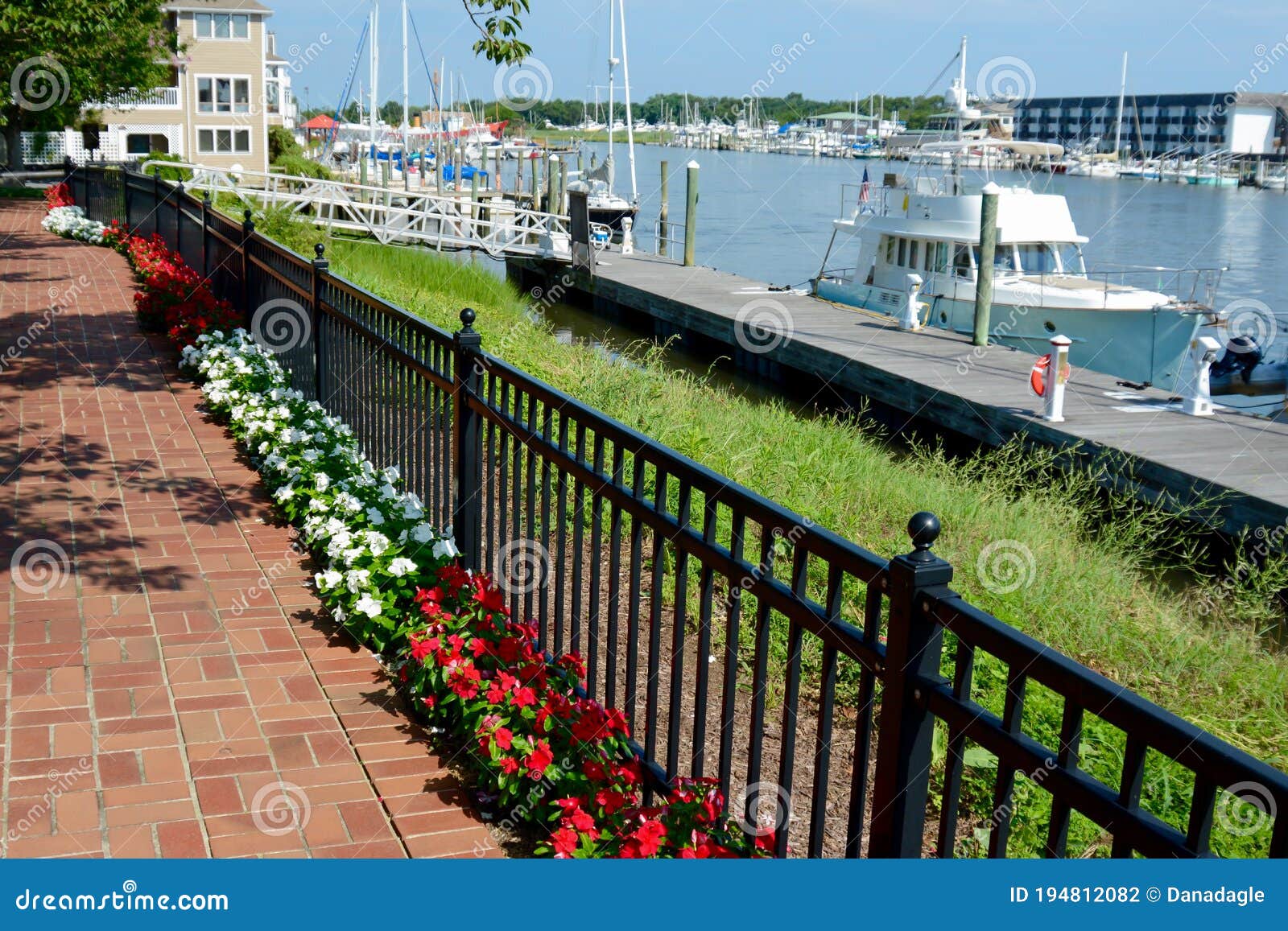 Pathway Along the Dock and Canal in Lewes, DE Stock Photo - Image of ...