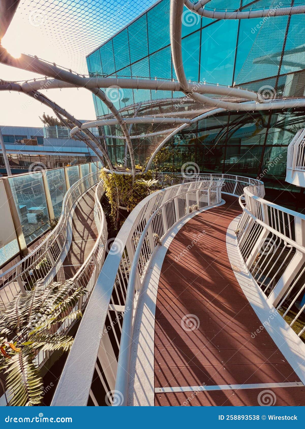 Pathway Along the Modern Building Stock Photo - Image of light, metal ...