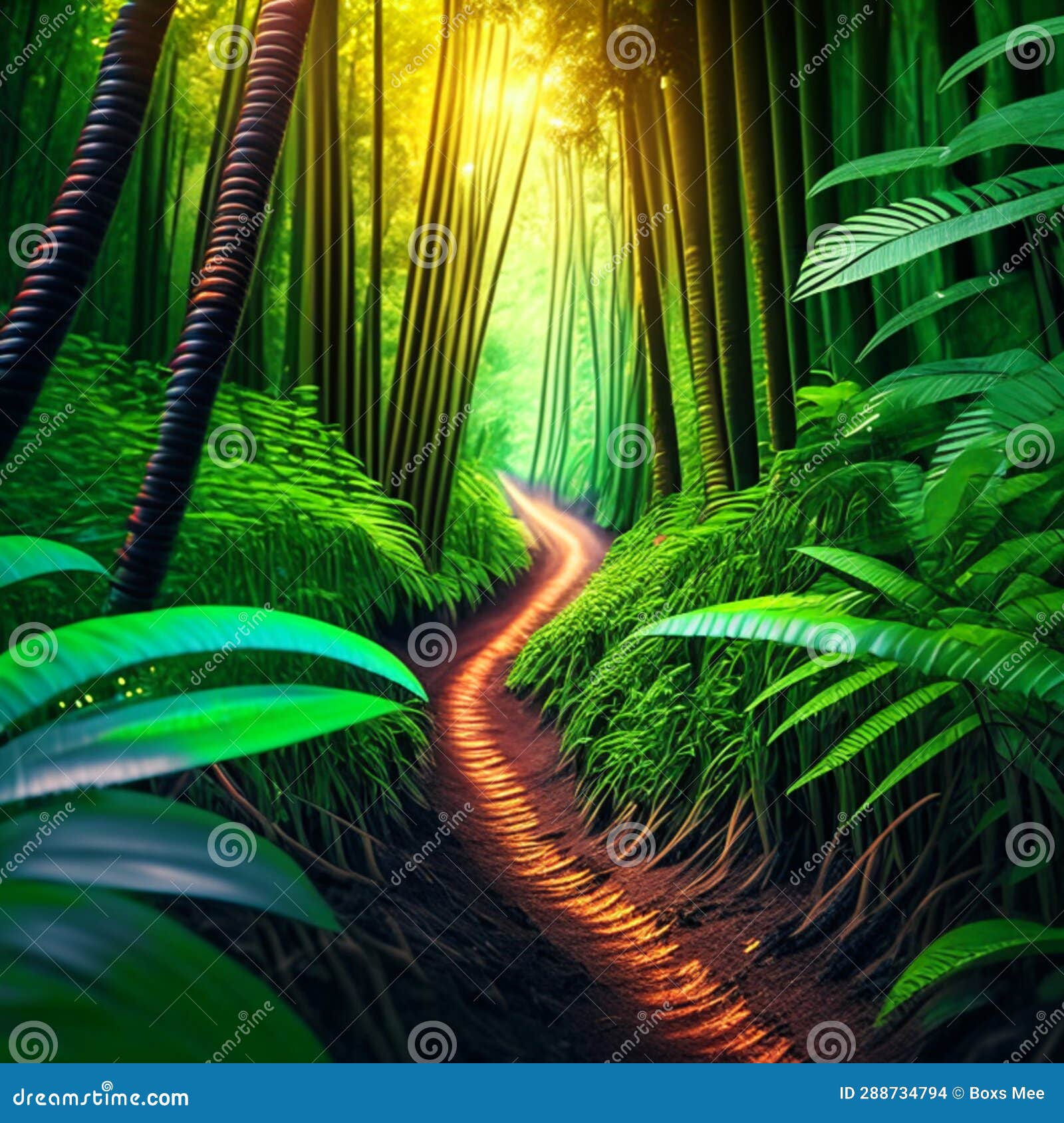 Pathway through the Bamboo Forest in Bamboo Forest. 3d Rendering AI ...