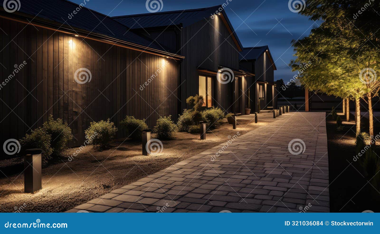 Pathway barn lights stock illustration. Illustration of illumination ...