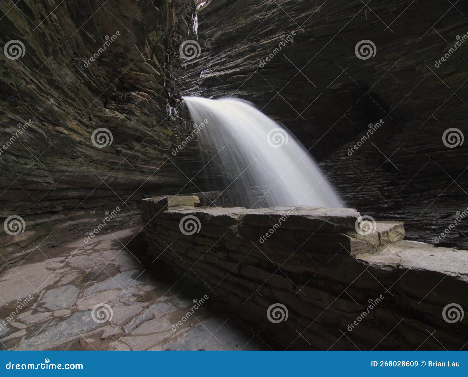 Pathway Behind a Waterfall Called Cavern Cascade at Watkins Glen State ...
