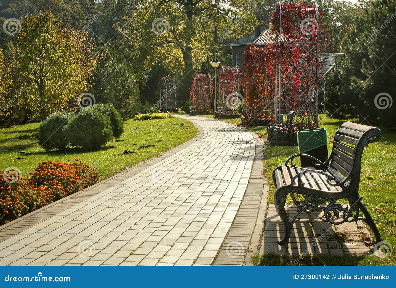 Pathway and benches stock photo. Image of grapes, bench - 27300142