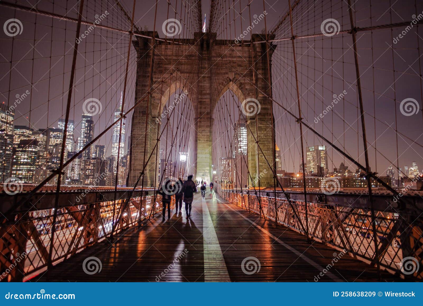 Pathway on a Bridge in a Modern City in the Evening Stock Image - Image ...