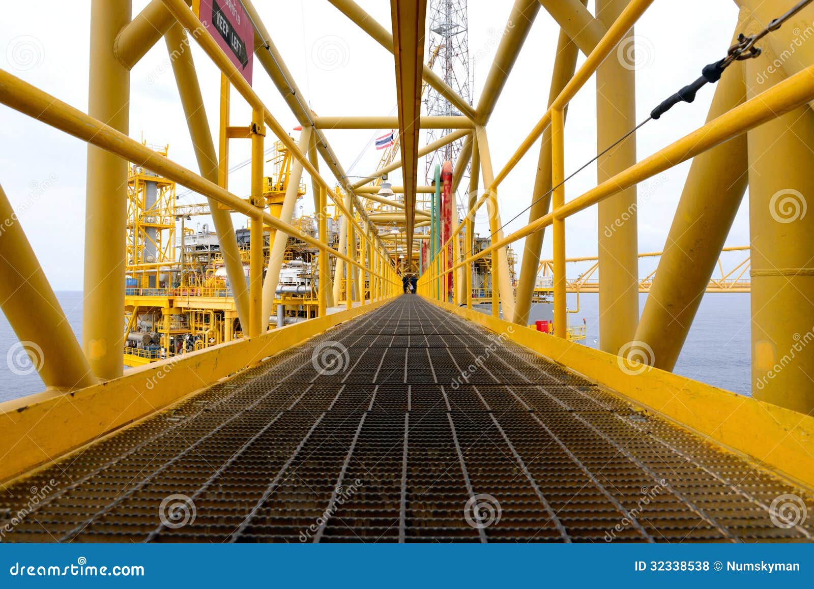 The Pathway Bridge of Offshore Oil Rig Stock Photo - Image of ...