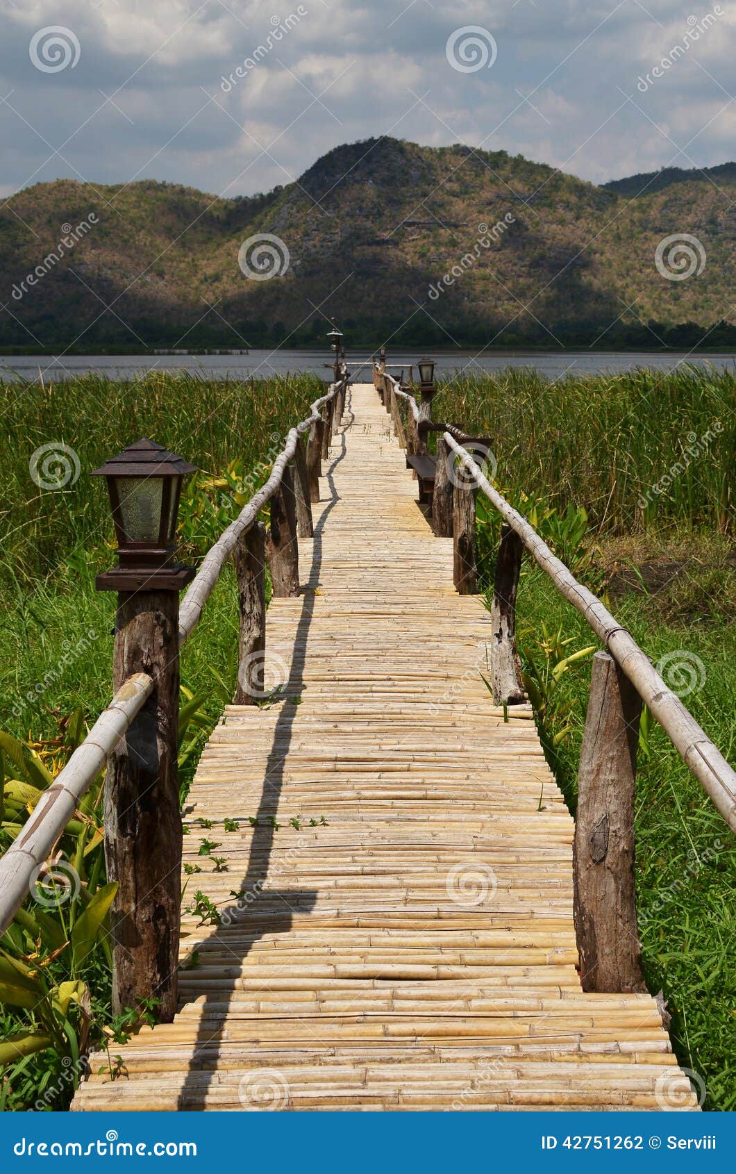 Pathway Bridge Wood To Lake Stock Photo - Image of outdoors, pedestrian ...