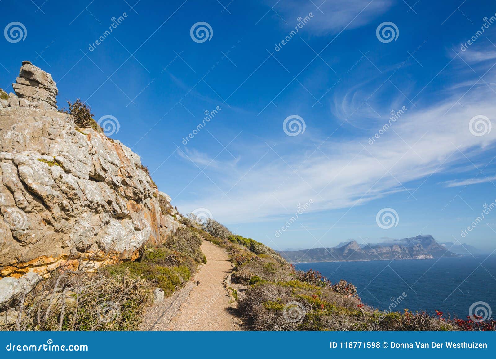 Pathway at Cape Point with View of False Bay Stock Photo - Image of ...