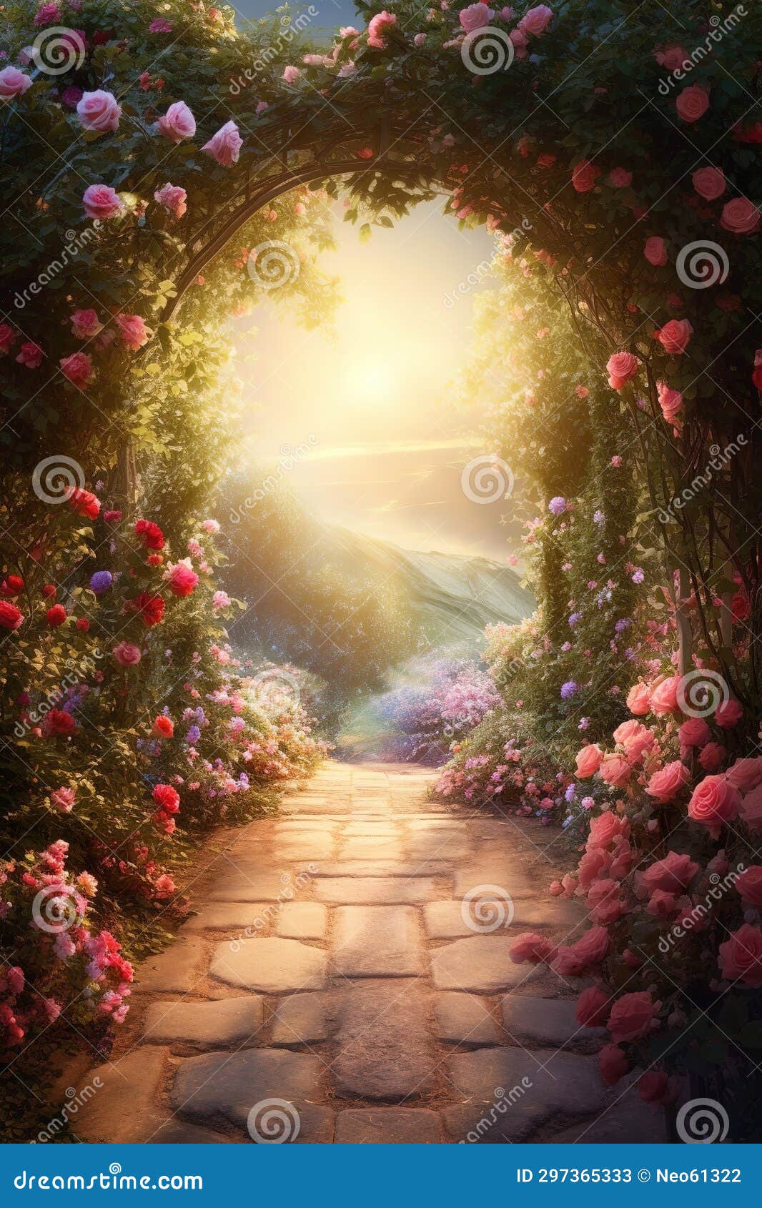 Pathway in the Centre Roses Floating As a Frame Around the Image ...