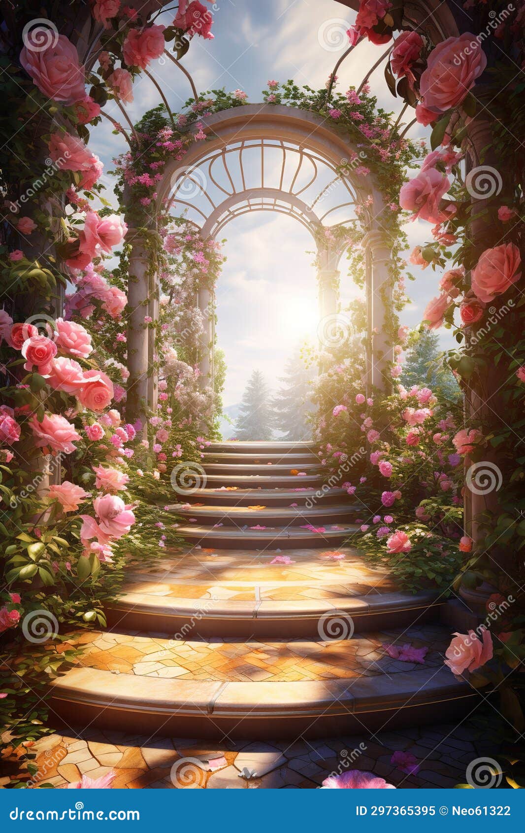 Pathway in the Centre Roses Floating As a Frame Around the Image ...