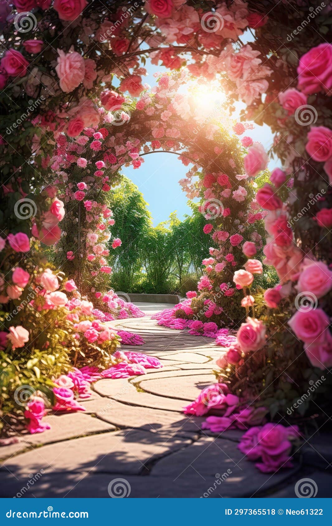 Pathway in the Centre Roses Floating As a Frame Around the Image ...