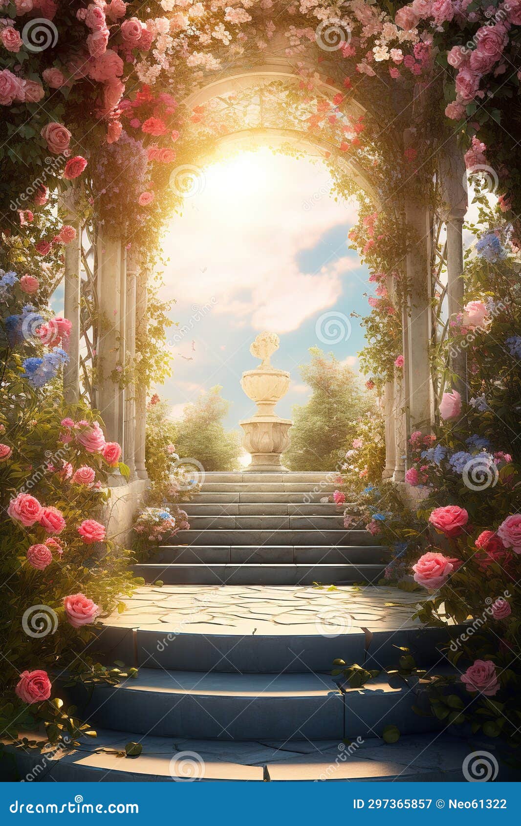 Pathway in the Centre Roses Floating As a Frame Around the Image ...