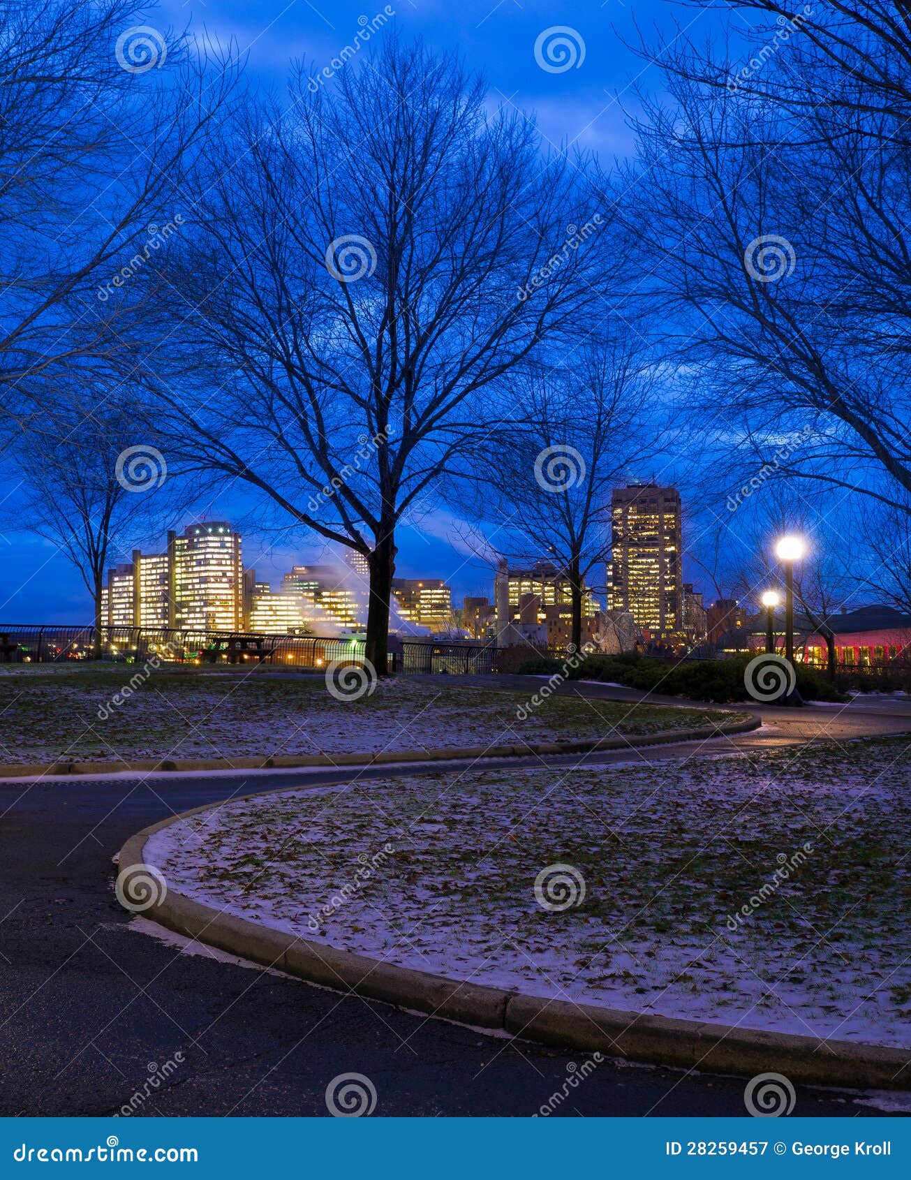 Pathway and City at Night stock image. Image of tower - 28259457