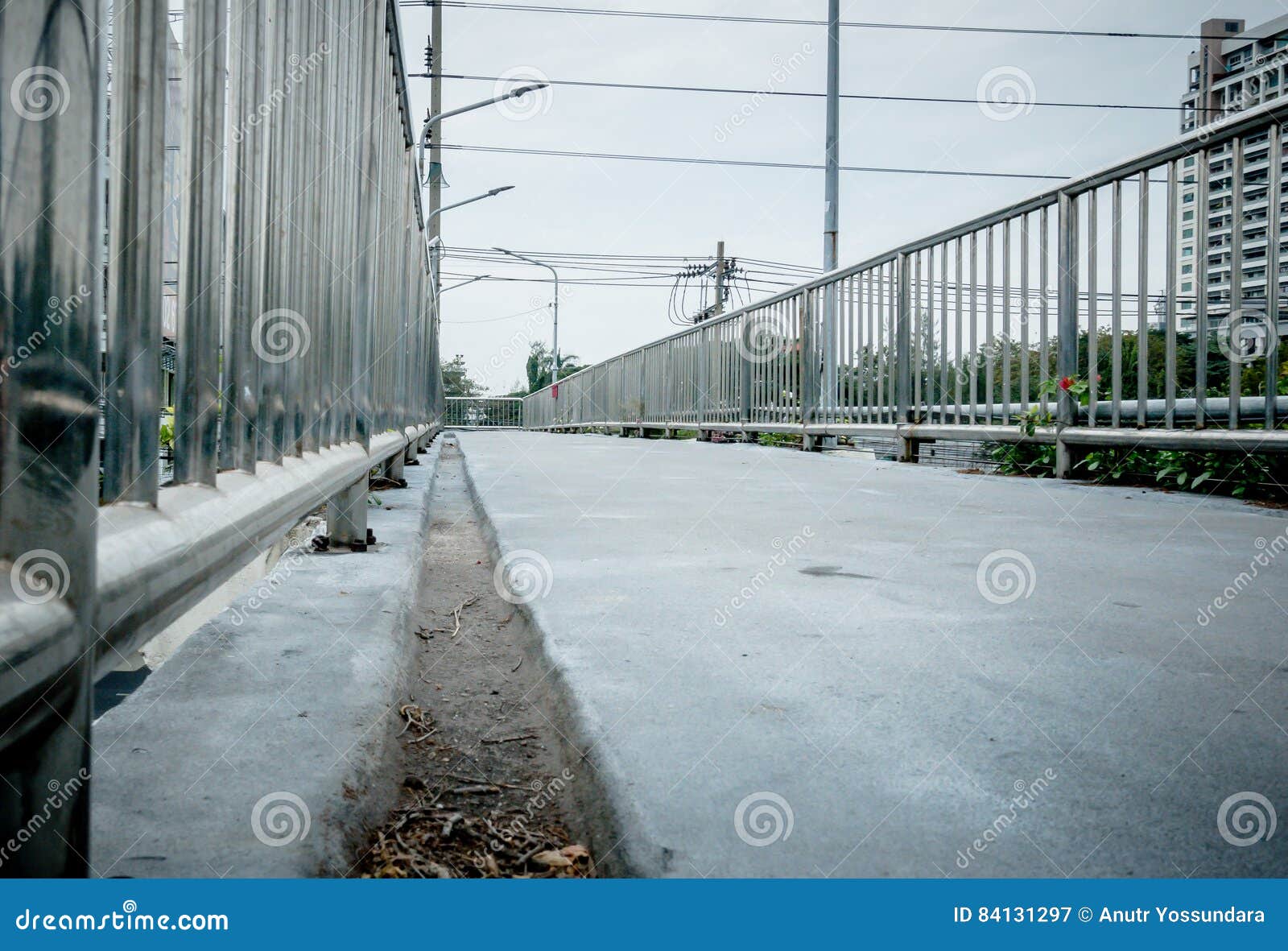 Pathway Concrete Street Crossing Bridge Stock Image - Image of path ...