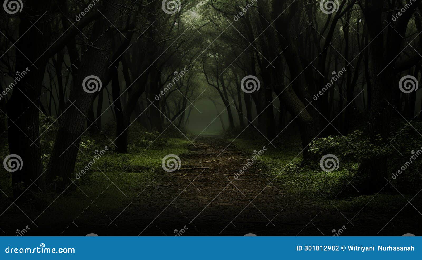 Pathway through a Dark Forest. the Pathway through the Dark Foggy ...