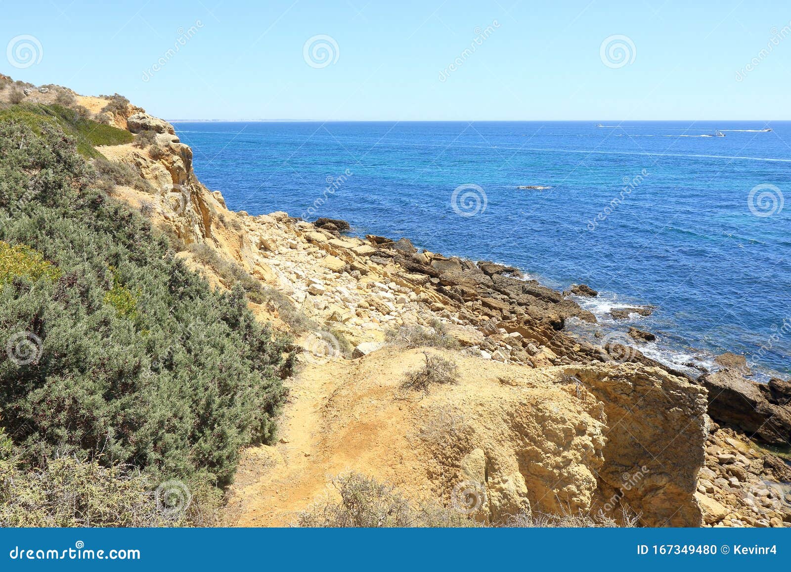 Pathway Down To the Rocky Shoreline Near Albufeira Stock Photo - Image ...