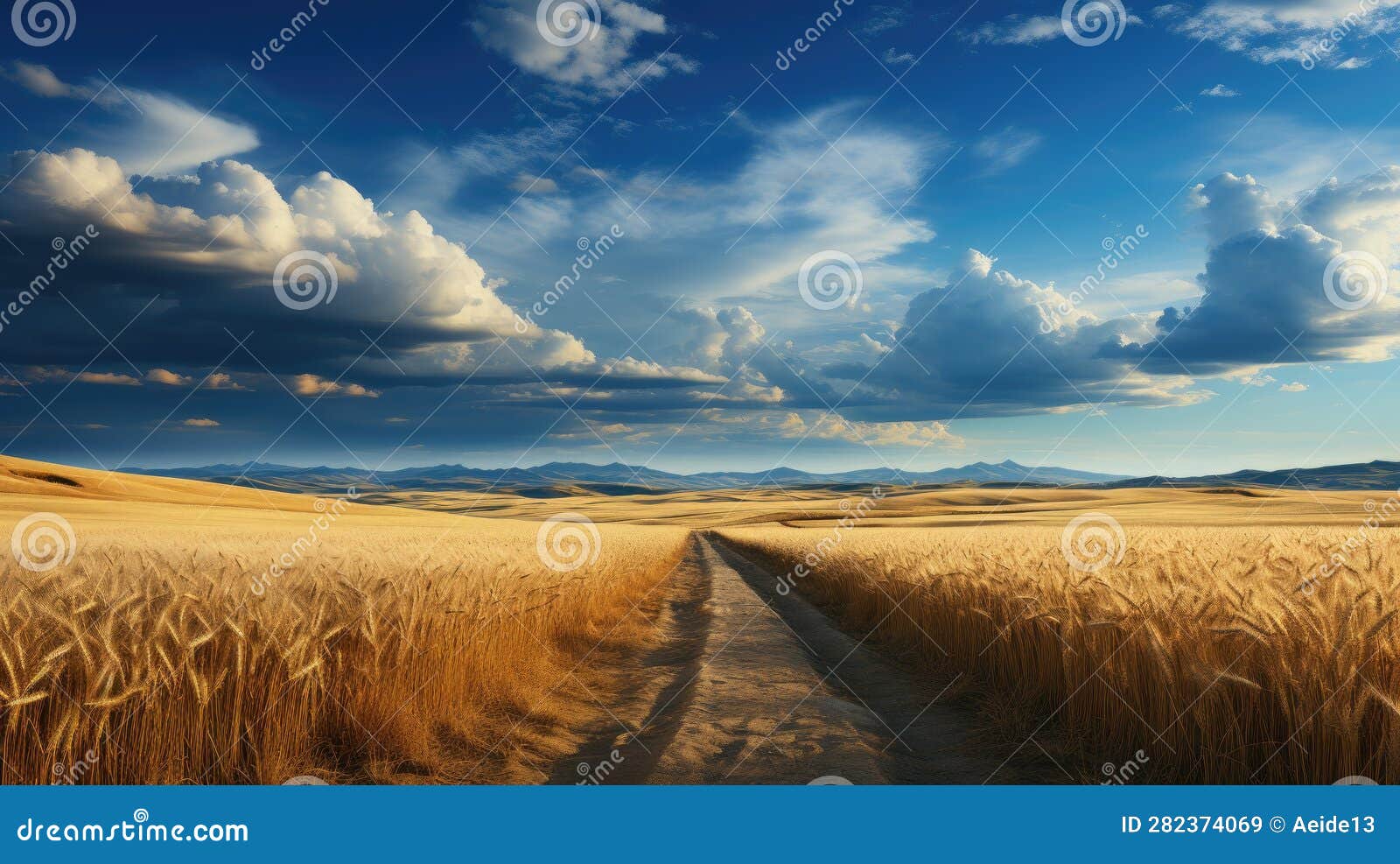 Pathway Forward into a Beautiful Serene Landscape. Horizon Views Over ...