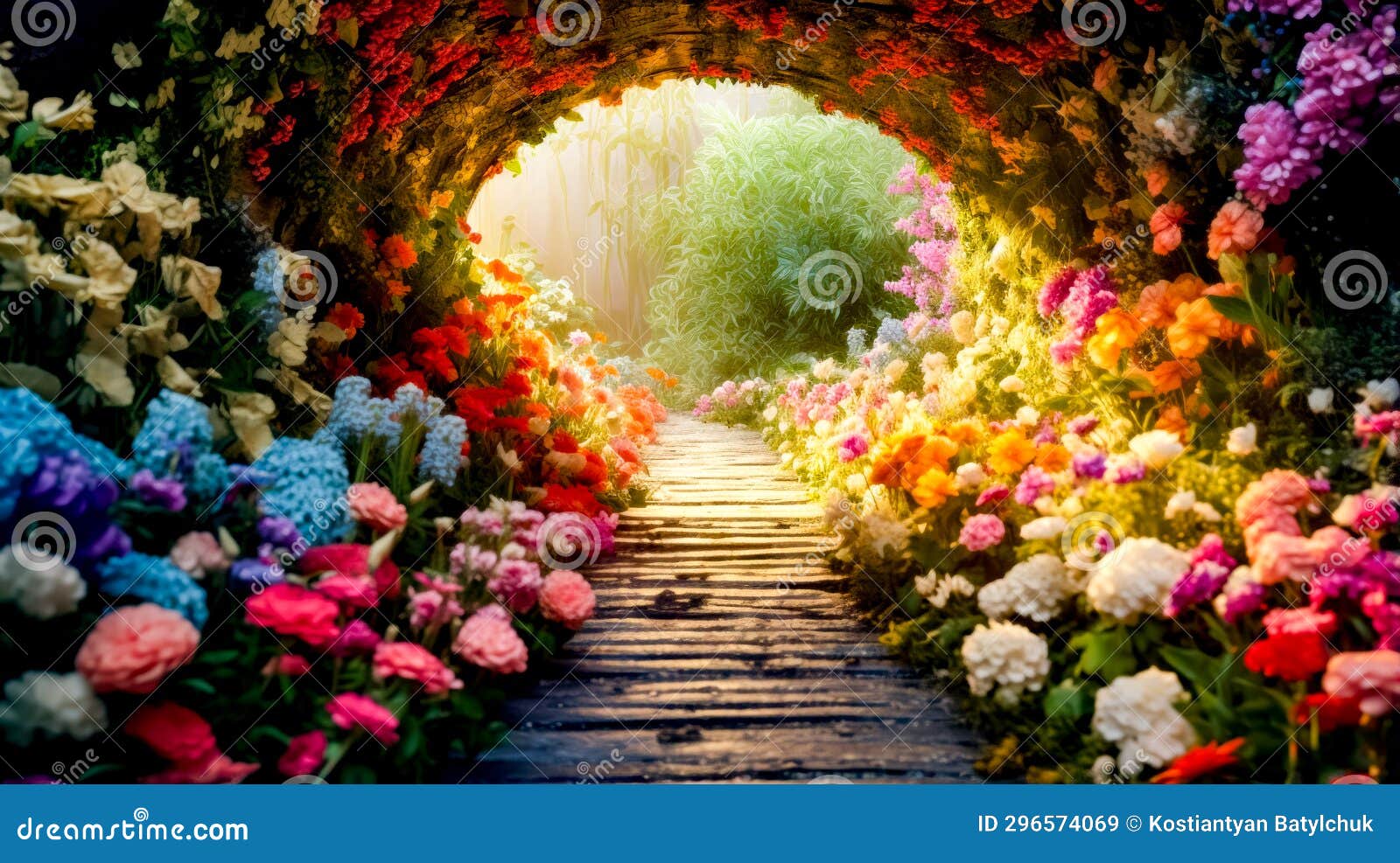 Pathway through Garden with Lots of Colorful Flowers on Either Side of ...