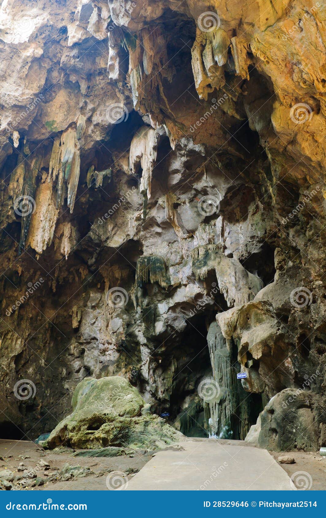Pathway Go To Inside a Cave Stock Photo - Image of inside, lighting ...