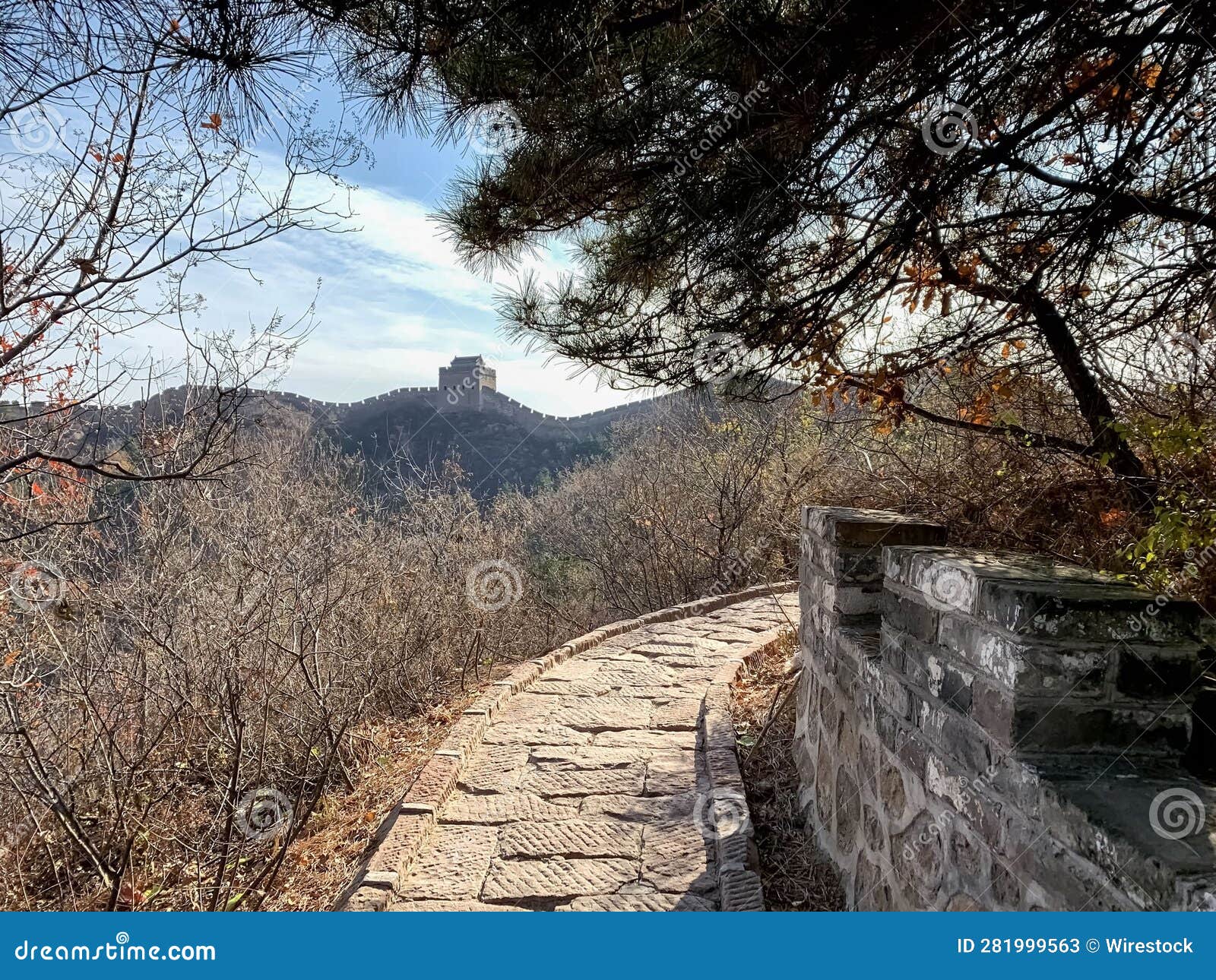 Pathway in the Great Wall of China on a Sunny Day Stock Image - Image ...