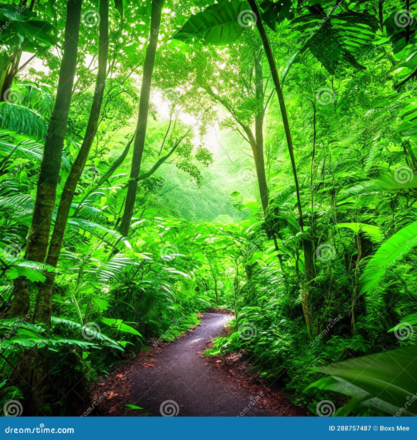 Pathway in the Green Forest. Pathway through the Tropical Forest ...