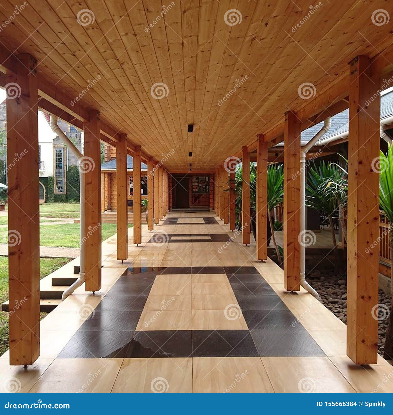 Exterior Pathway or Hallway in a Building Stock Photo - Image of centre ...