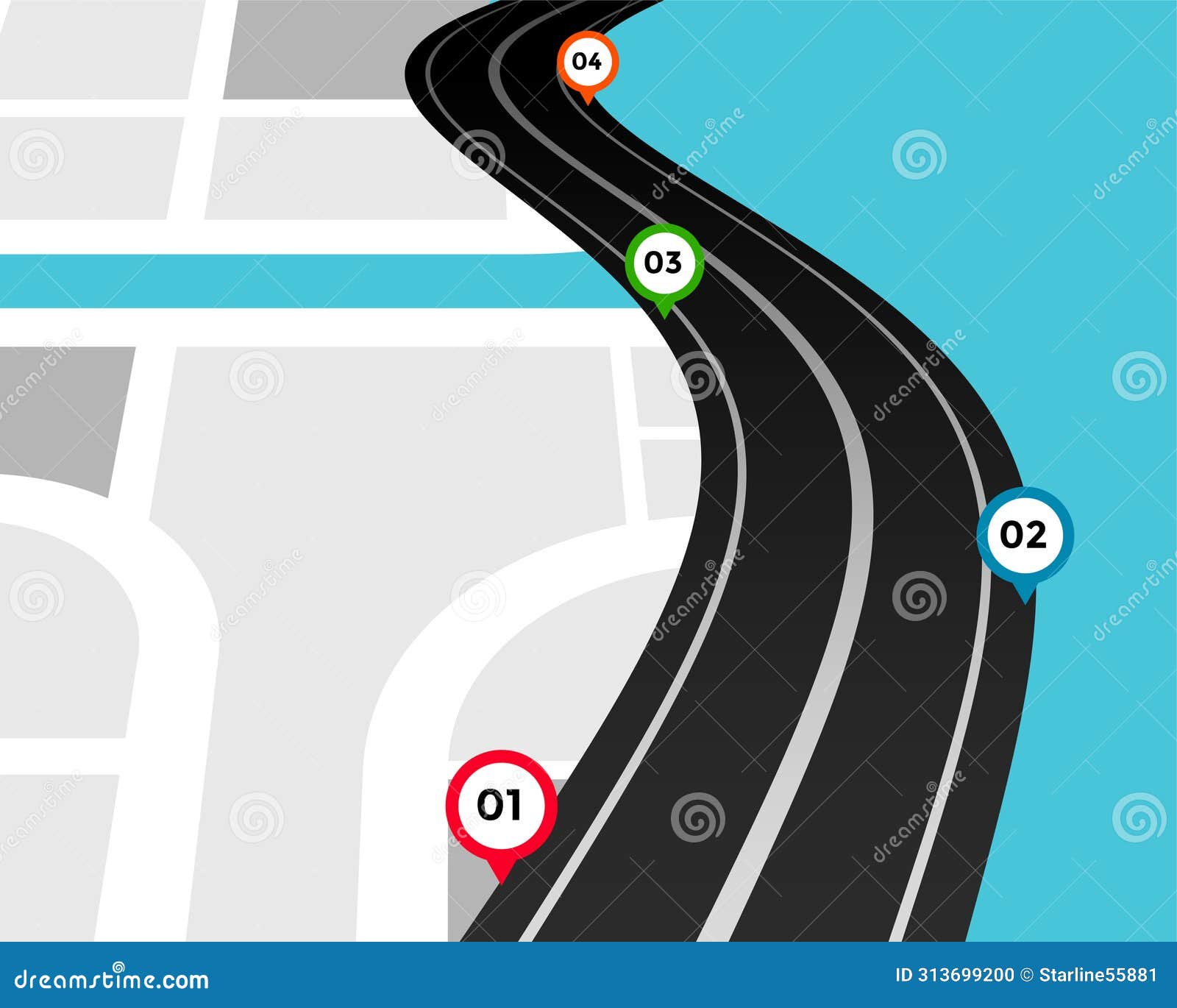 Pathway Infographic Template with Location Marks Stock Vector ...