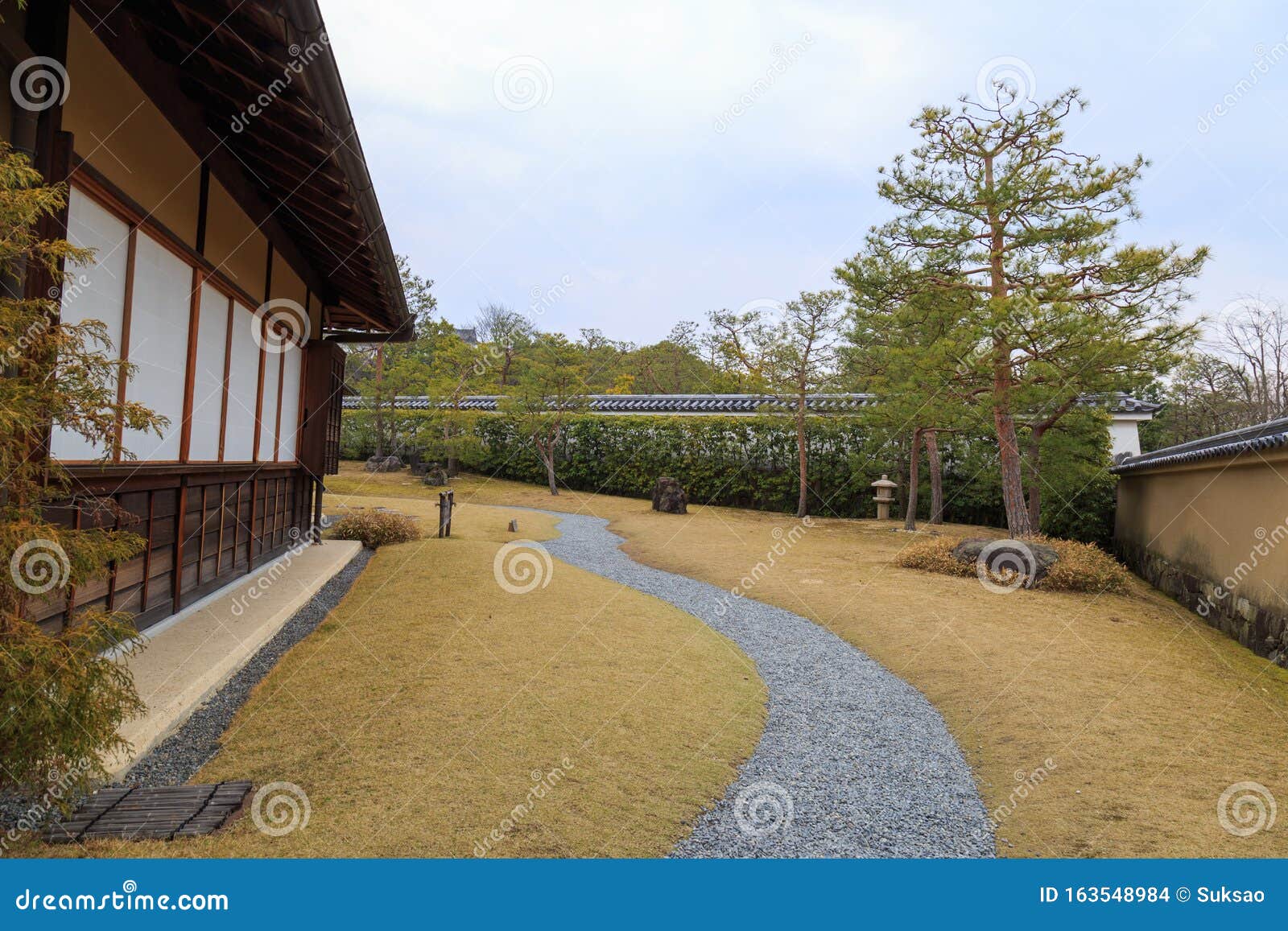 Pathway in japan garden stock photo. Image of abstract - 163548984