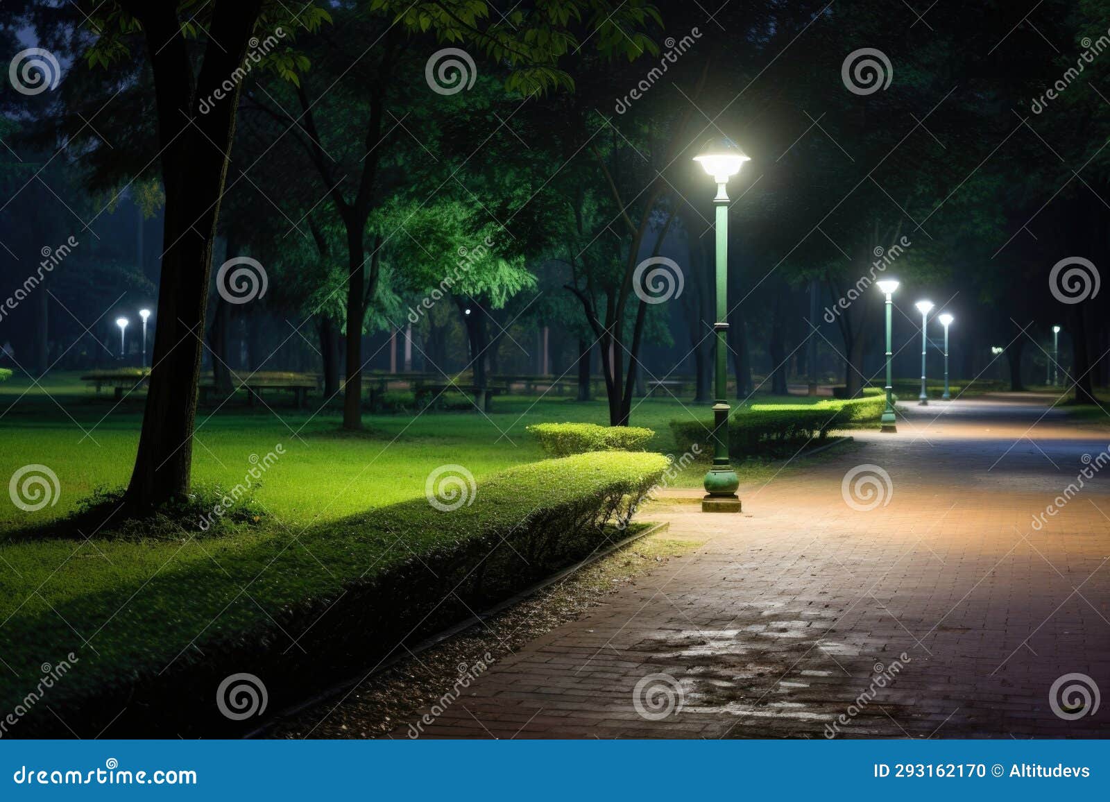 Pathway Light with Motion Sensor in a Park Area Stock Photo - Image of ...
