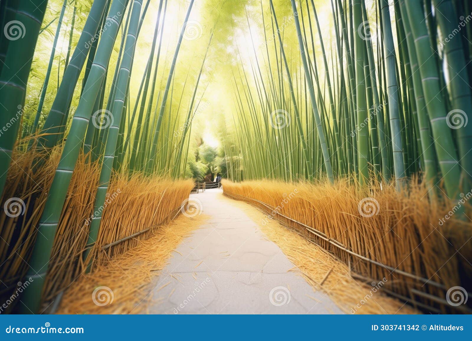 Pathway Meandering through a Bamboo Forest Stock Photo - Image of ...