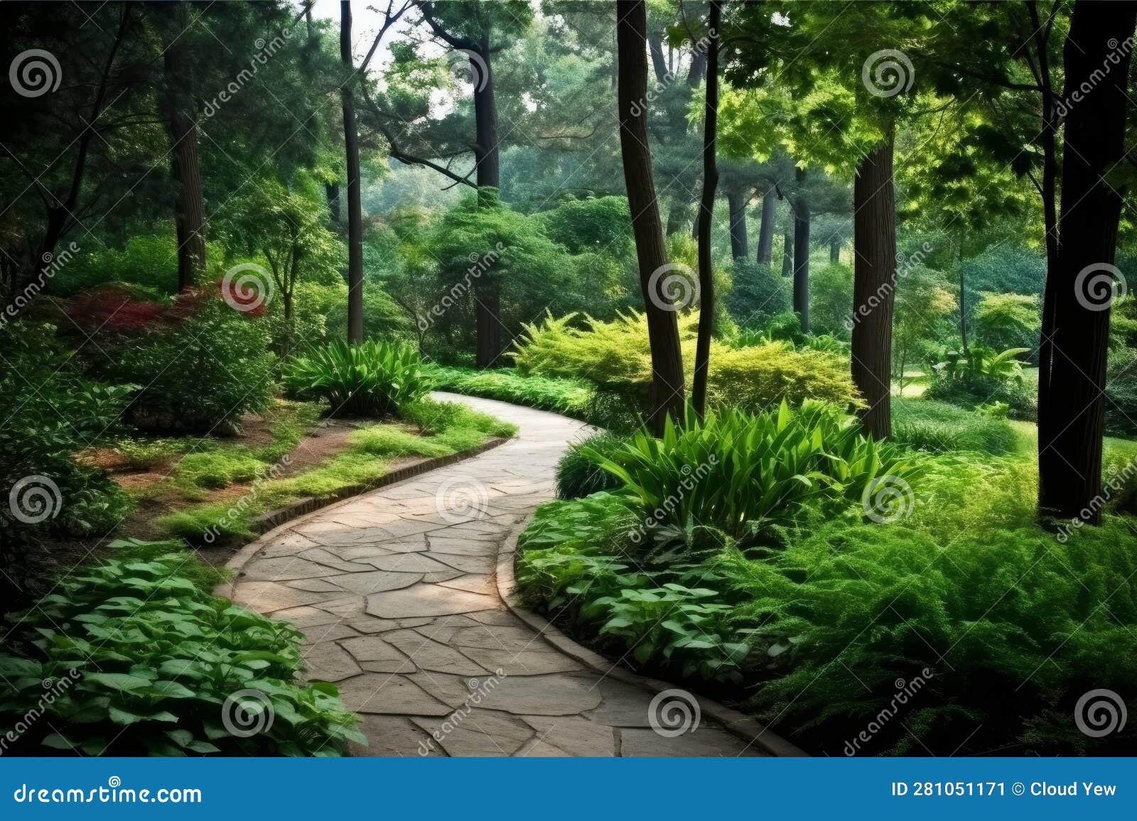 A Pathway In The Middle Of A Lush Green Forest Royalty-Free Stock ...