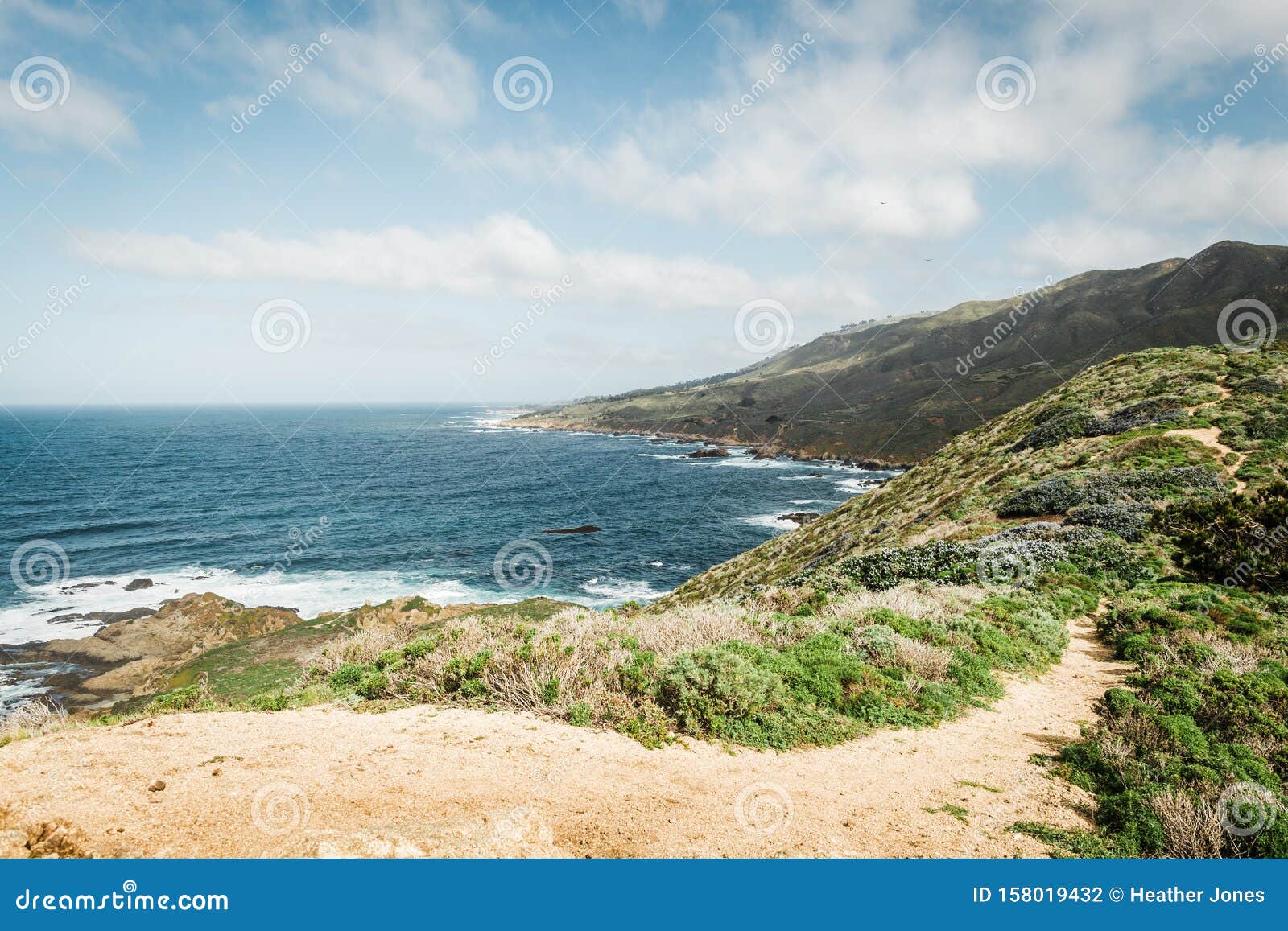 Pathway in the Mountains with Green Brush Leading To the Ocean Stock ...