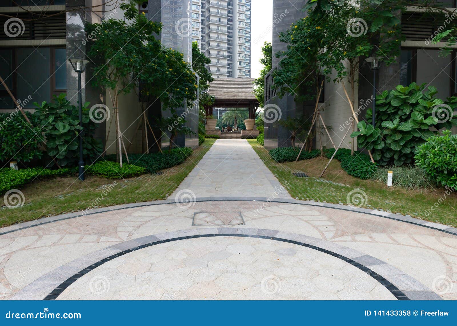 Pathway in Outdoor of Residential Building Stock Photo - Image of ...