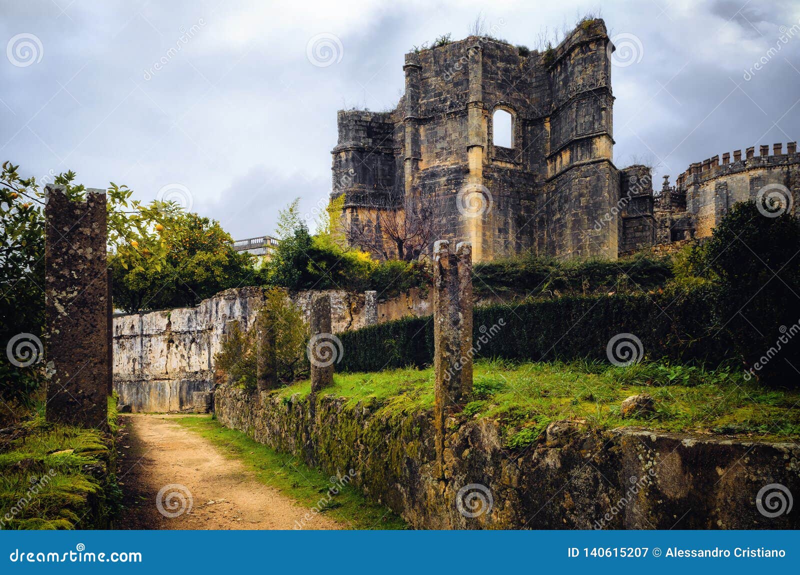 Pathway in the Outside Courtyard of the Convent of Christ, Tomar Stock ...